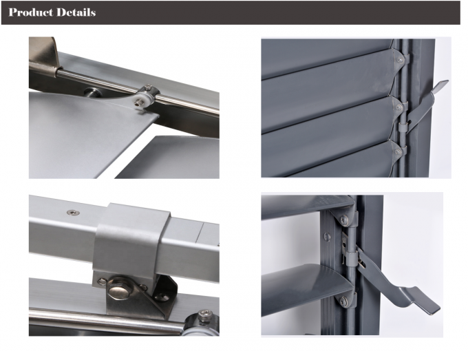 Outdoor Aluminum Sun Shade Louvers Vertical Rustless Smart Control